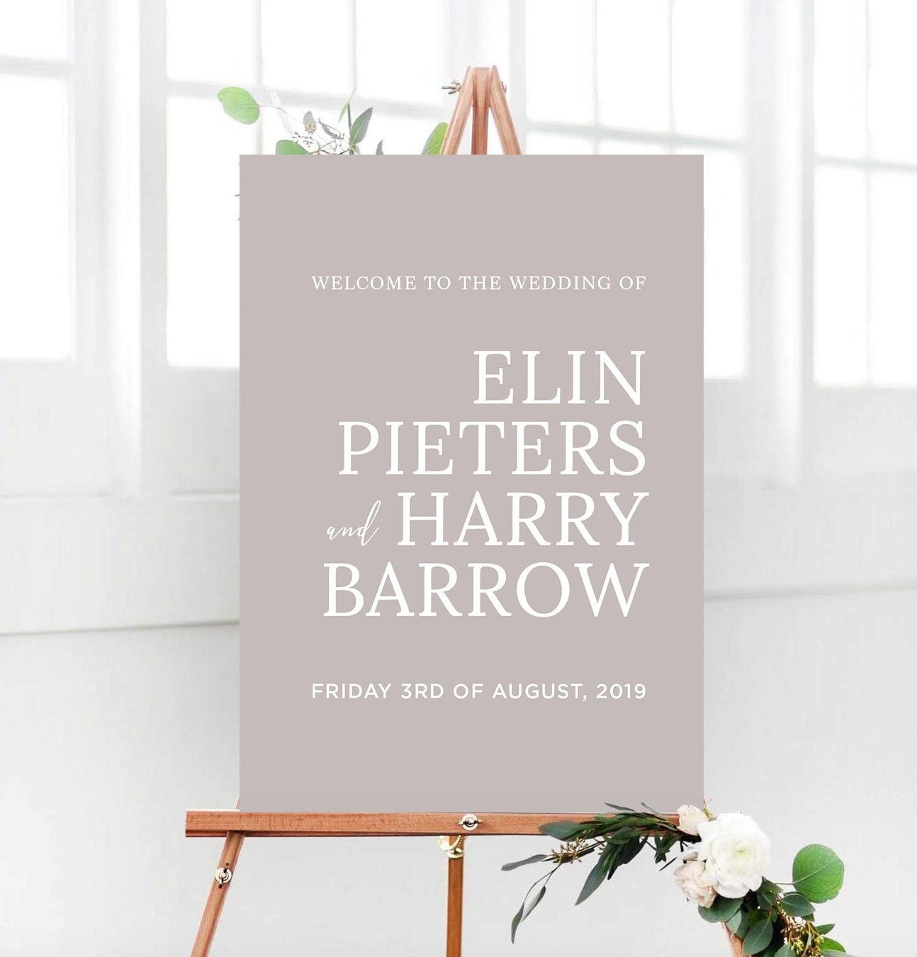 Minimalist Wedding Welcome Sign Grey Welcome Wedding Sign - Etsy