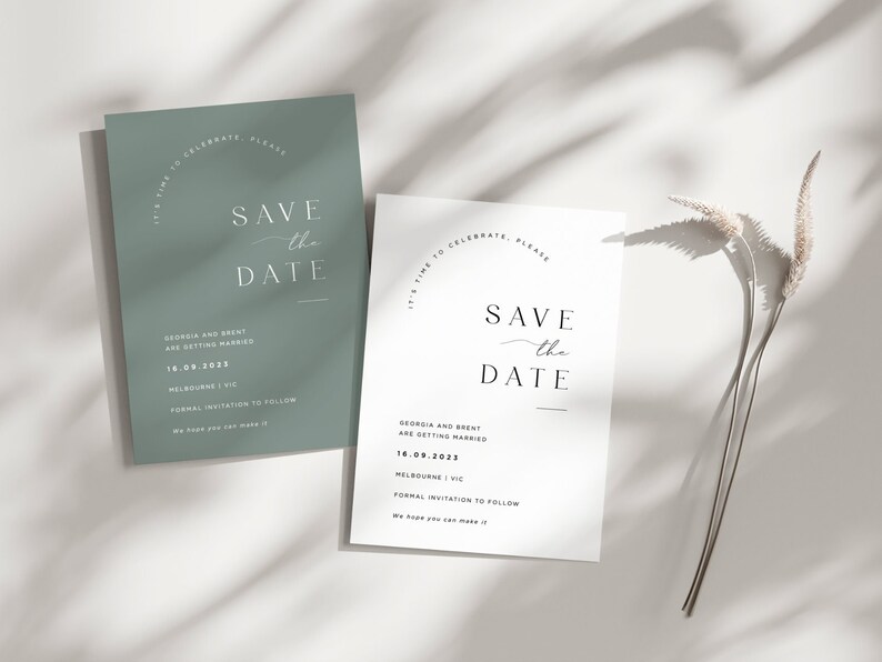 Printable Save the Date Card, Sage Green Save Our Date, Downloadable ...