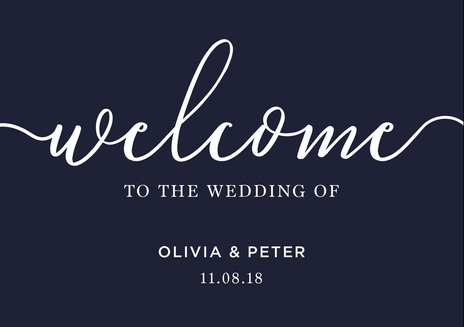 Minimal Navy Landscape Welcome Sign Cursive Welcome Wedding - Etsy