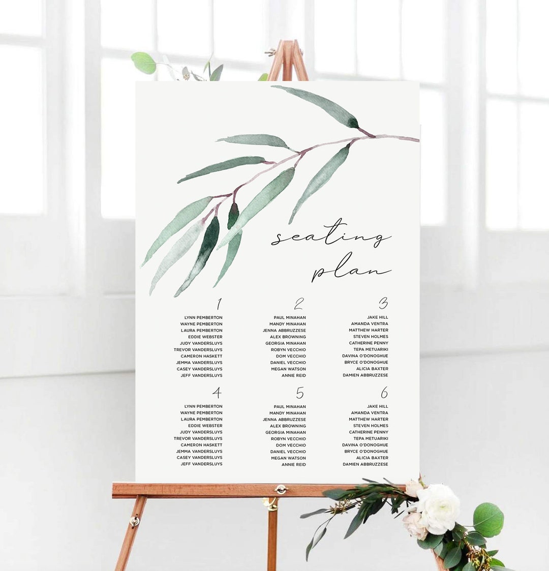 Whimsical Wedding Seating Plan, Sage Green Seating Arrangement Sign ...