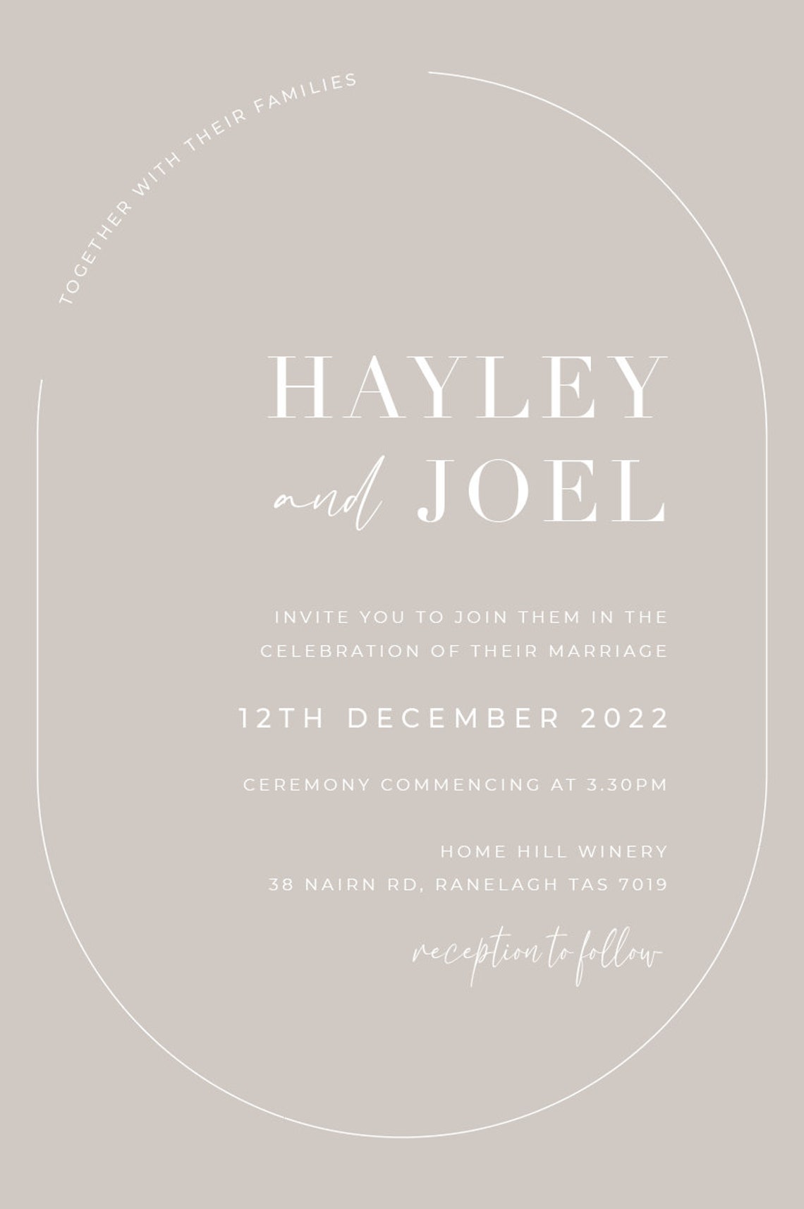 Oval Wedding Invitation Template Set Grey Wedding Invite - Etsy Australia