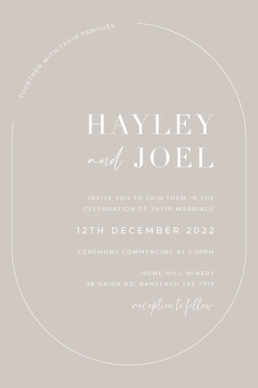 Oval Wedding Invitation Template Set Grey Wedding Invite - Etsy Australia