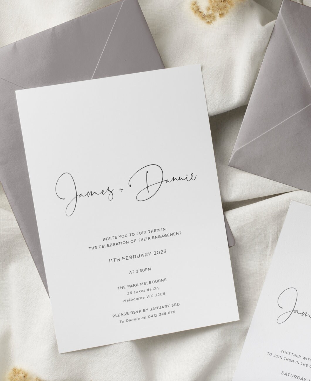 Minimal Engagement Invitation Printable Card, Whimsical Were Engaged ...