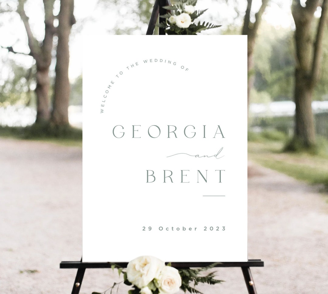 Sage Green Arch Wedding Welcome Sign, Subtle Green Welcome Wedding Sign ...