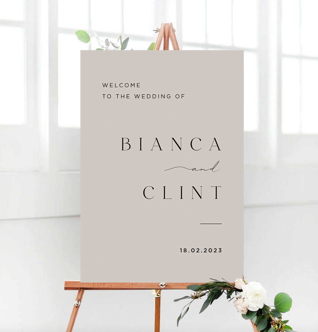 Minimal Grey Wedding Welcome Sign, Elegant Welcome Wedding Sign ...