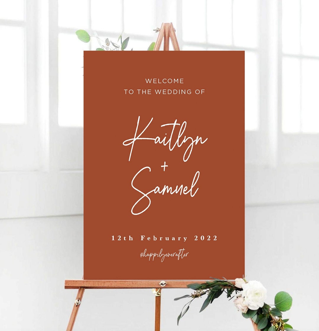 Rustic Boho Wedding Welcome Sign, Terracotta Welcome Wedding Sign ...