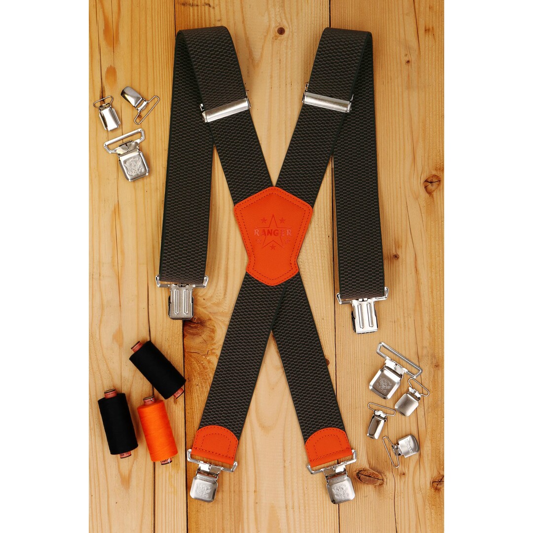 Brown X-type Suspenders With Leather Detail, Heavy Duty Clips - Etsy Canada