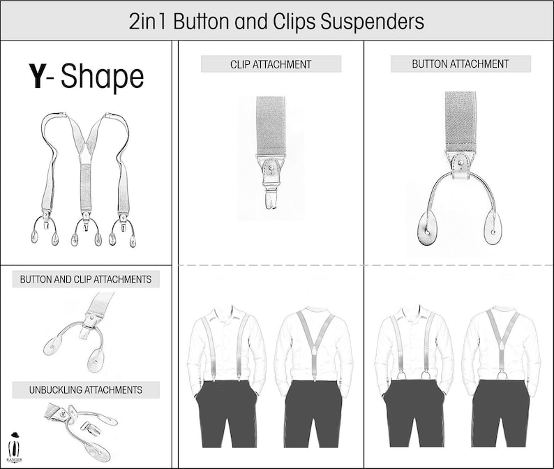 Blue Pattern Suspenders With Leather Detail, Wedding Accessories - Etsy