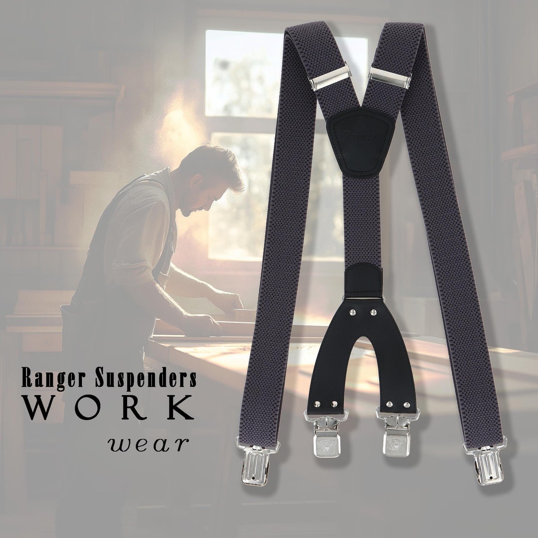 Unique DARK GREY Men's Work Suspenders for Trousers. Very Durable ...
