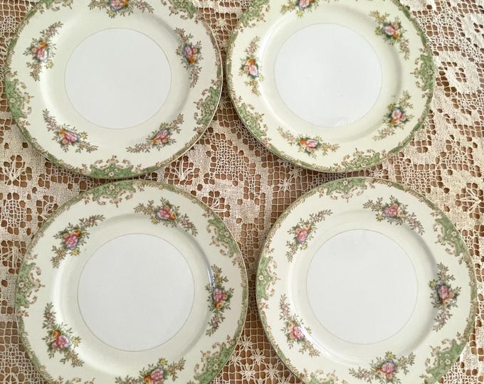 Vintage Grace China, Green & Floral Border Gold Rims, Made in Japan ...
