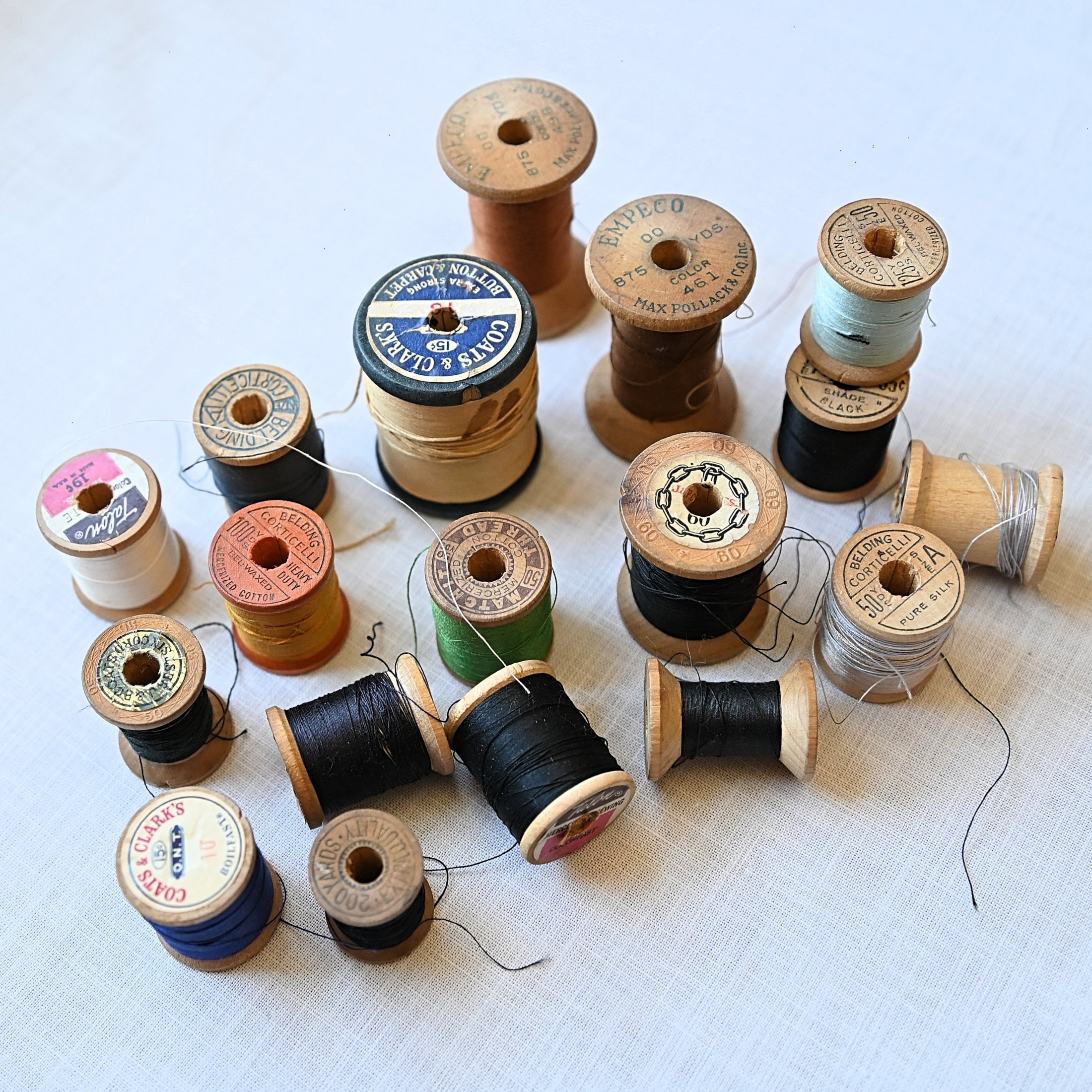 Vintage Wooden Thread Spools, Sewing Notions, Antique Wood Needle ...