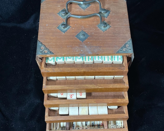 Vintage/antique Mahjong Set, Bone Bamboo Tiles, Read Condition of Box ...