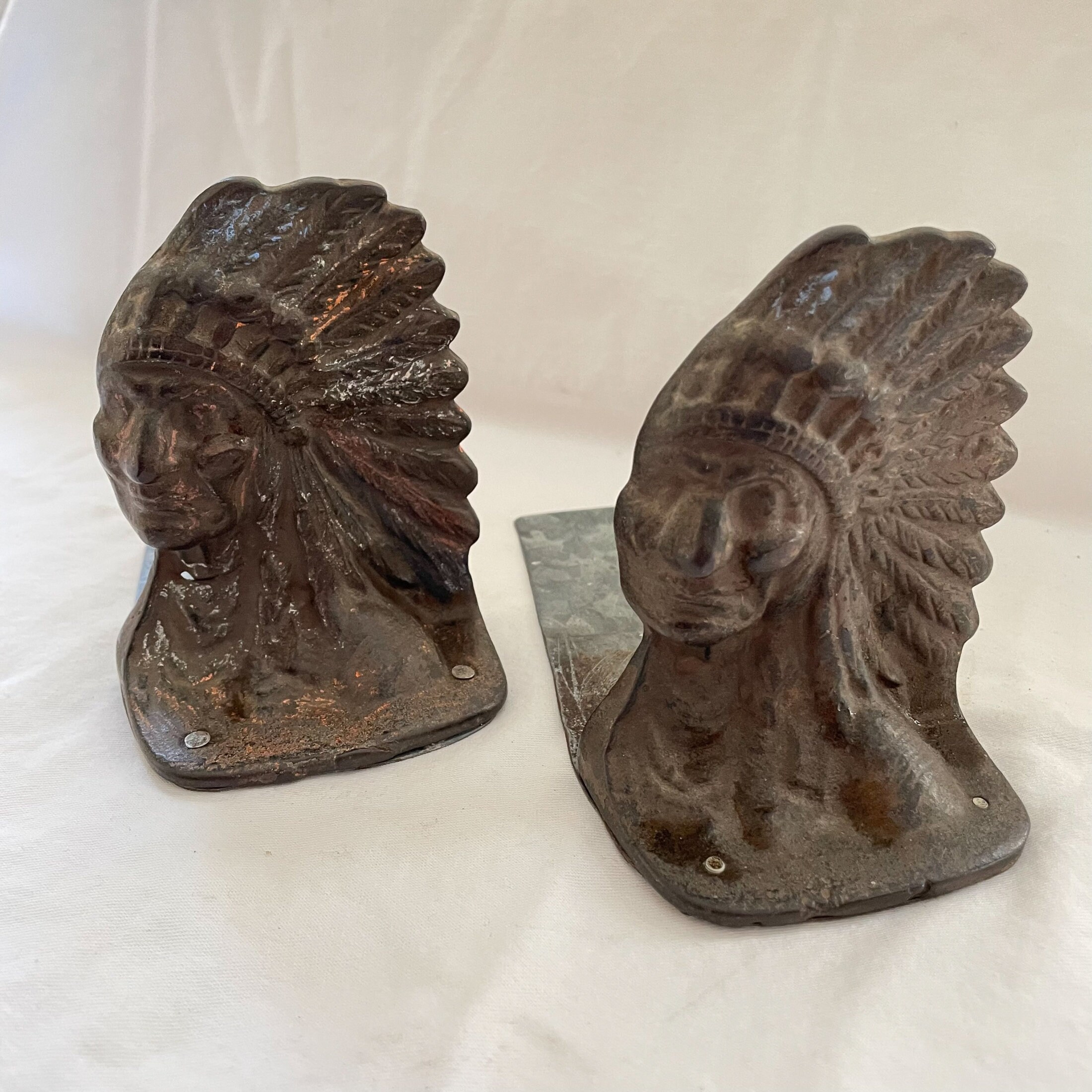 Vintage Native American Indian Chief Bookends Cast Iron 2 - Etsy