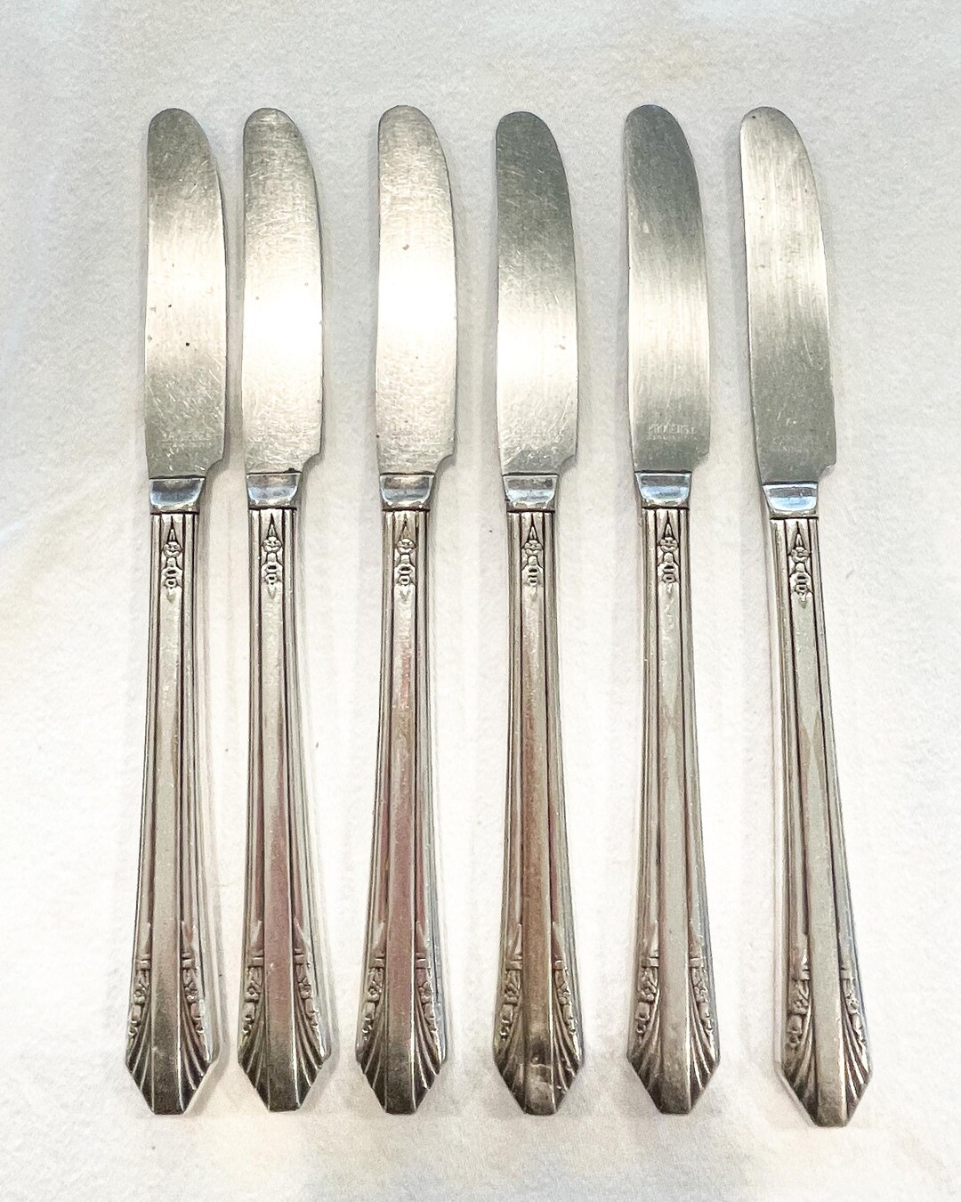 1938 Vintage Rogers Bros 'picardy Rosalind' Knives, Silverplate 6 PC ...