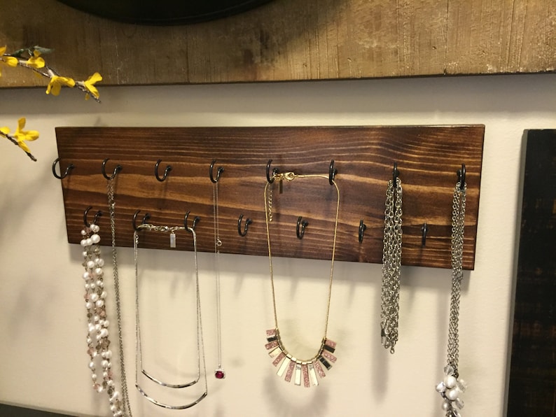 Necklace Holder, 15 Hooks, Jewelry Organizer Wall, Necklace Storage ...