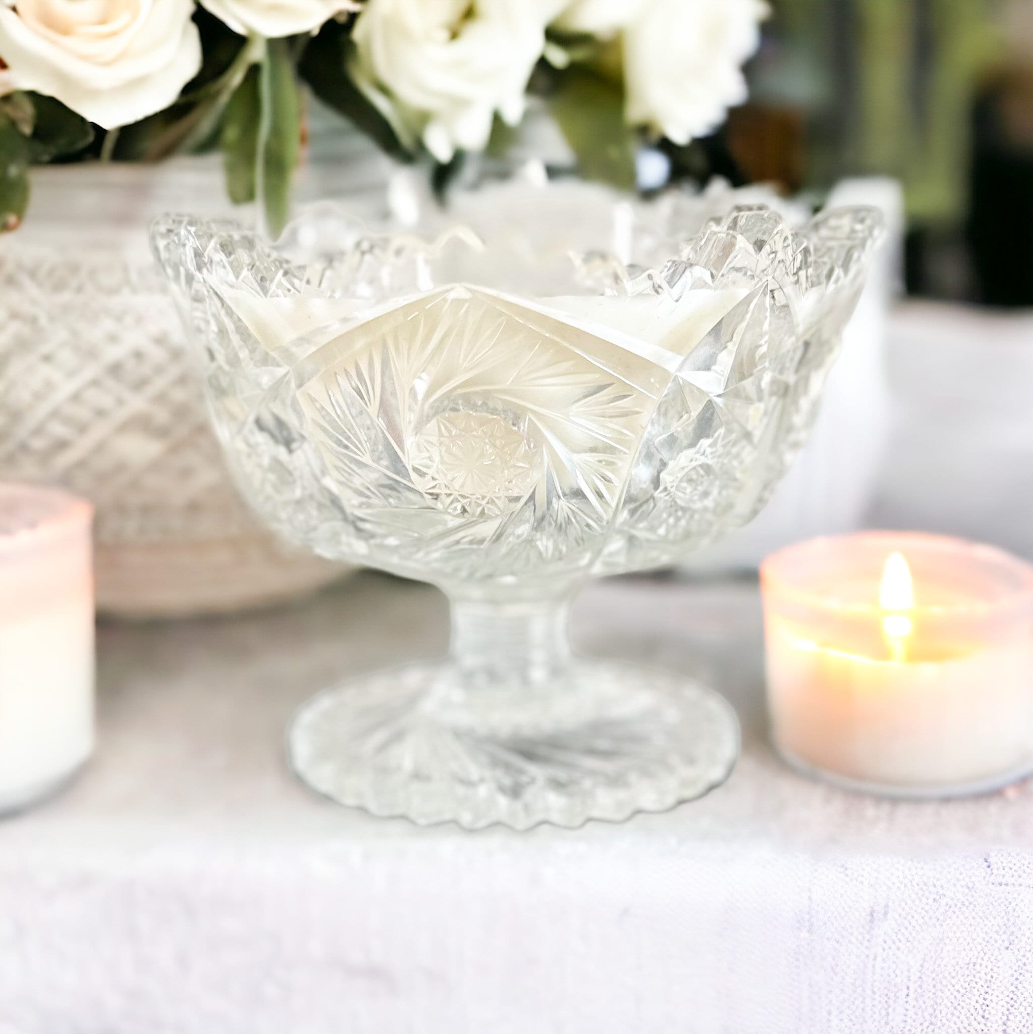 Vintage Smith Glass Compote Soy Candle, Aztec Heritage, Sea Salt ...