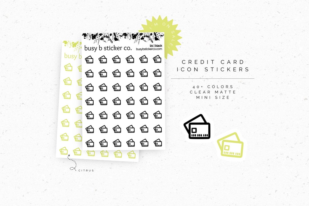 99 CENTS | Mini Credit Card Icon Planner Stickers | I21 - Etsy