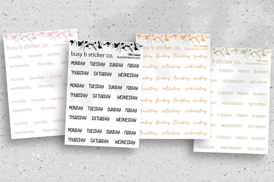 Mini Days of the Week Text Planner Stickers T6 - Etsy