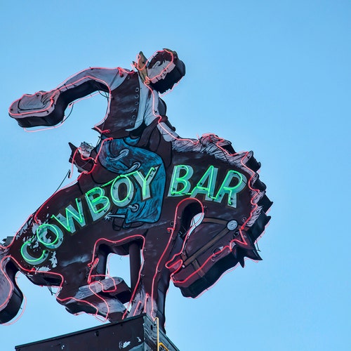 Wyoming Cowboy Bar Sign Photograph Bar Wall Decor Man Cave - Etsy
