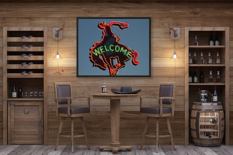 Wyoming Cowboy Bar Sign Photograph, Bar Wall Decor, Man Cave Gift ...