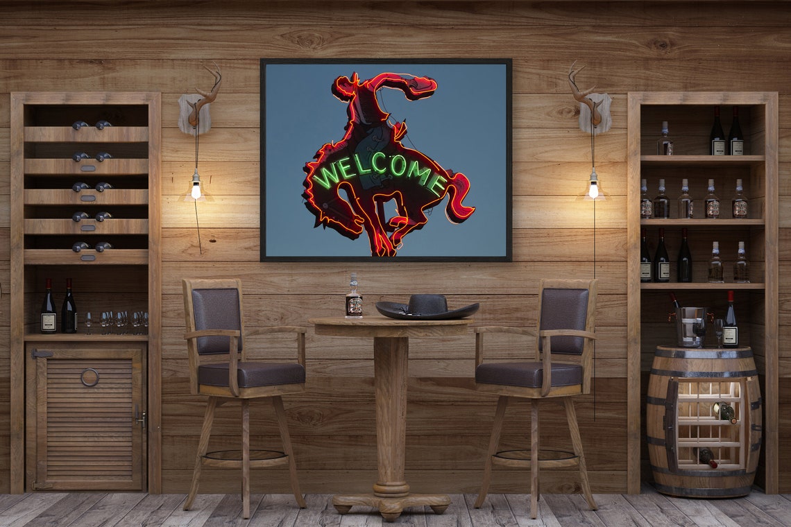 Cowboy Bar Sign Photograph, Western Wall Art, Cowboy Wall Art, Bar Wall ...