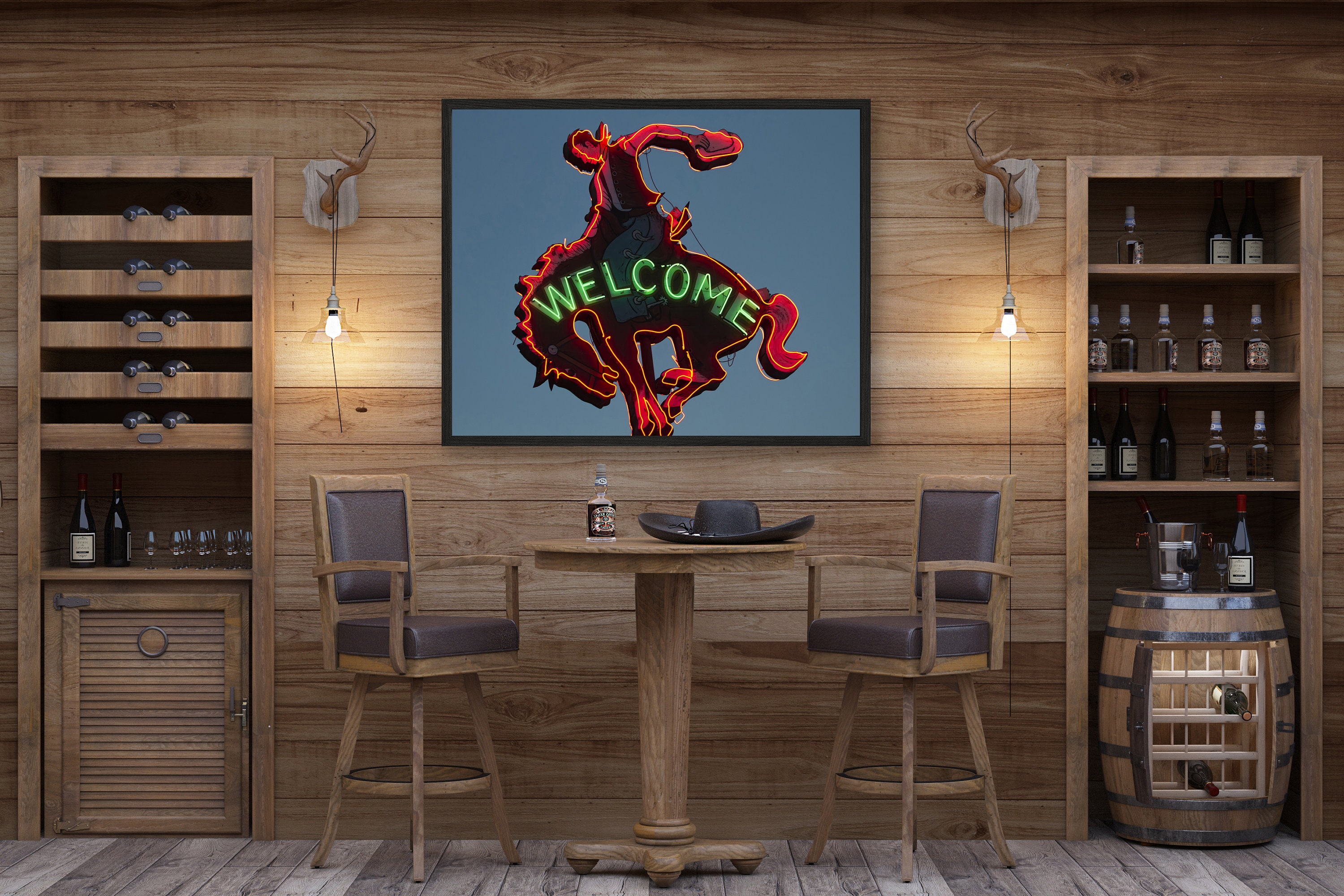 Cowboy Bar Sign Photograph, Western Wall Art, Cowboy Wall Art, Bar Wall ...