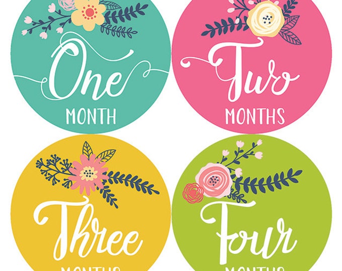 Monthly Baby Sticker Girl Baby Month Sticker Floral - Etsy