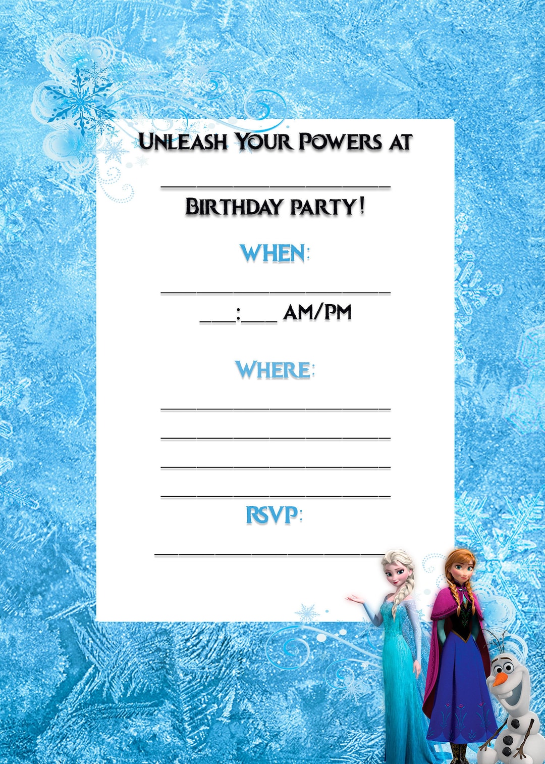 Frozen Birthday Party Invitations - Etsy