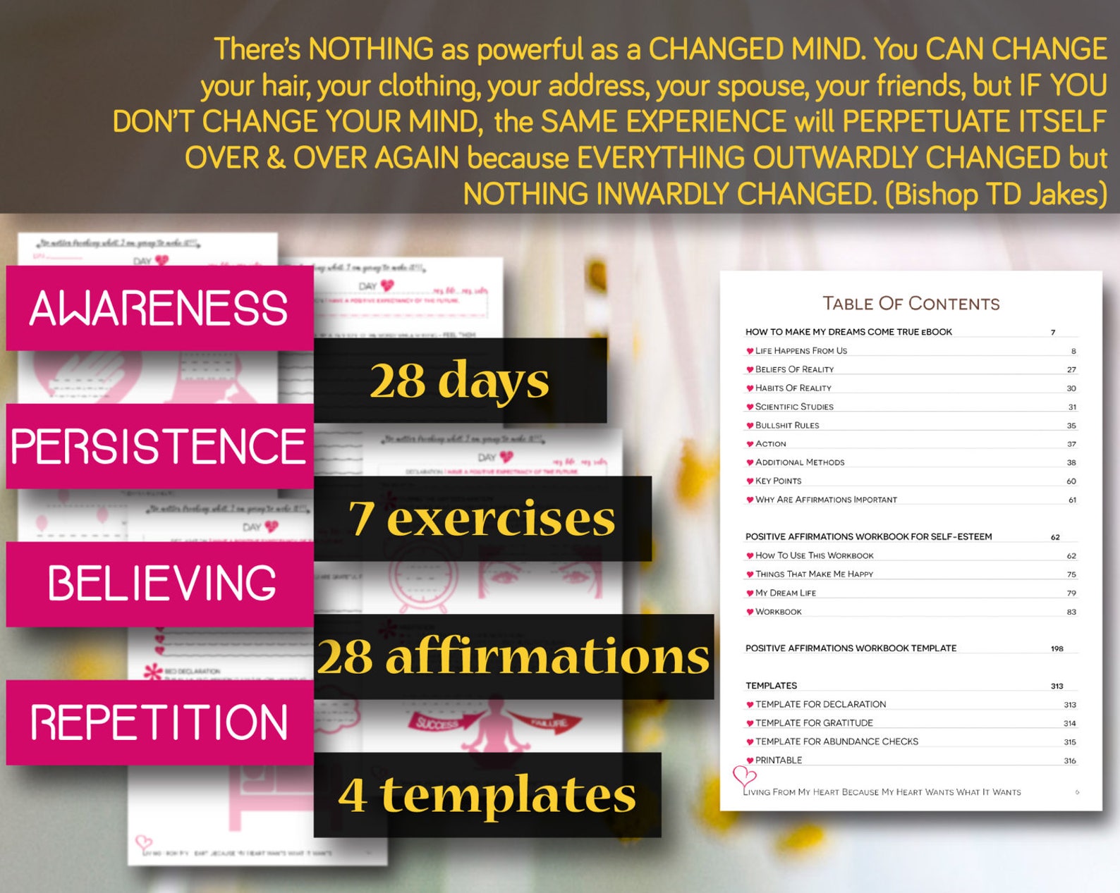 SELF-ESTEEM Positive Affirmations Workbook/affirmations Exercise ...