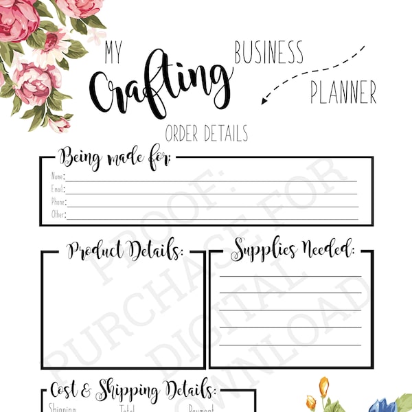 Order Form Template for Silhouette - Etsy