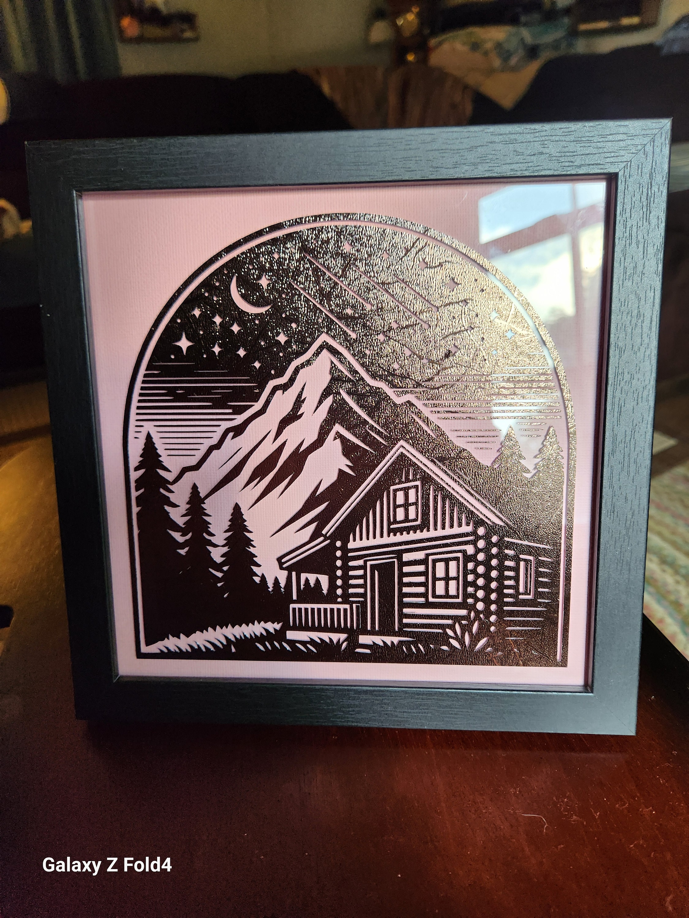 Rustic Mountain Cabin Art Print - Black Frame - Etsy