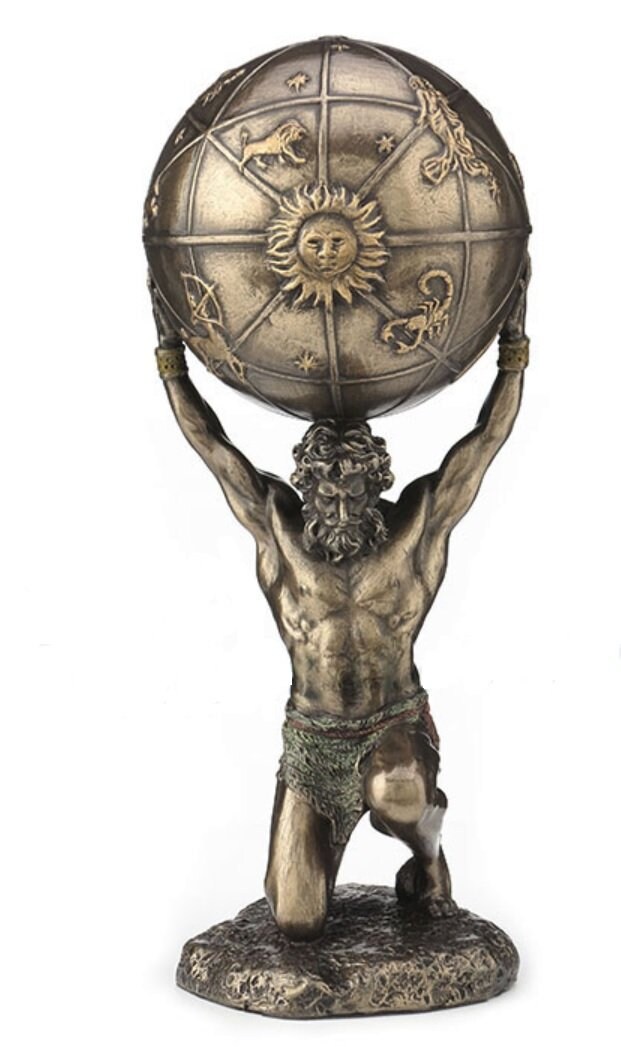 8.33 Greek God Atlas Carrying Celestial Sphere Statue | Etsy