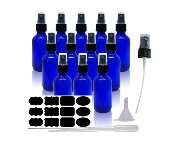 12 pack 2oz Dark Glass Spray Bottle Small Glass Spray Bottles For Cleaning Solutions Spray Bottles For Essential Oils Amber Cobalt Clear