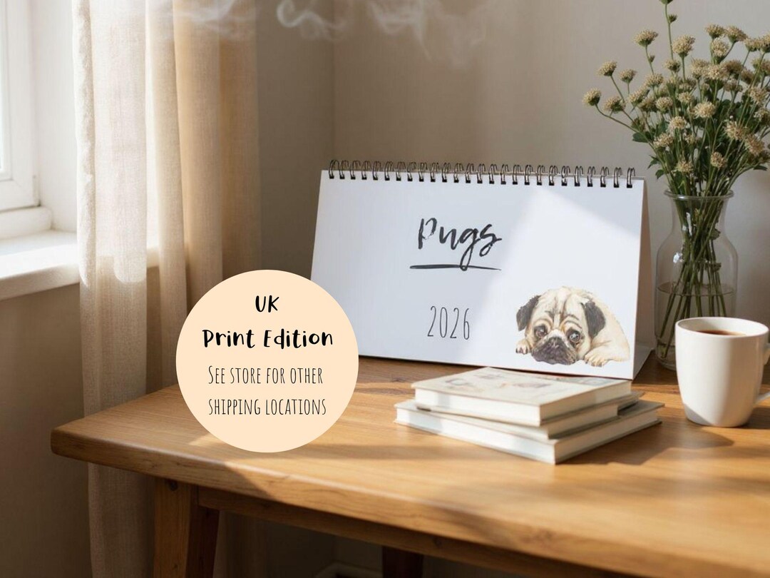 2026 Pug Desk Calendar Spiral Dog Sayings UK - Etsy