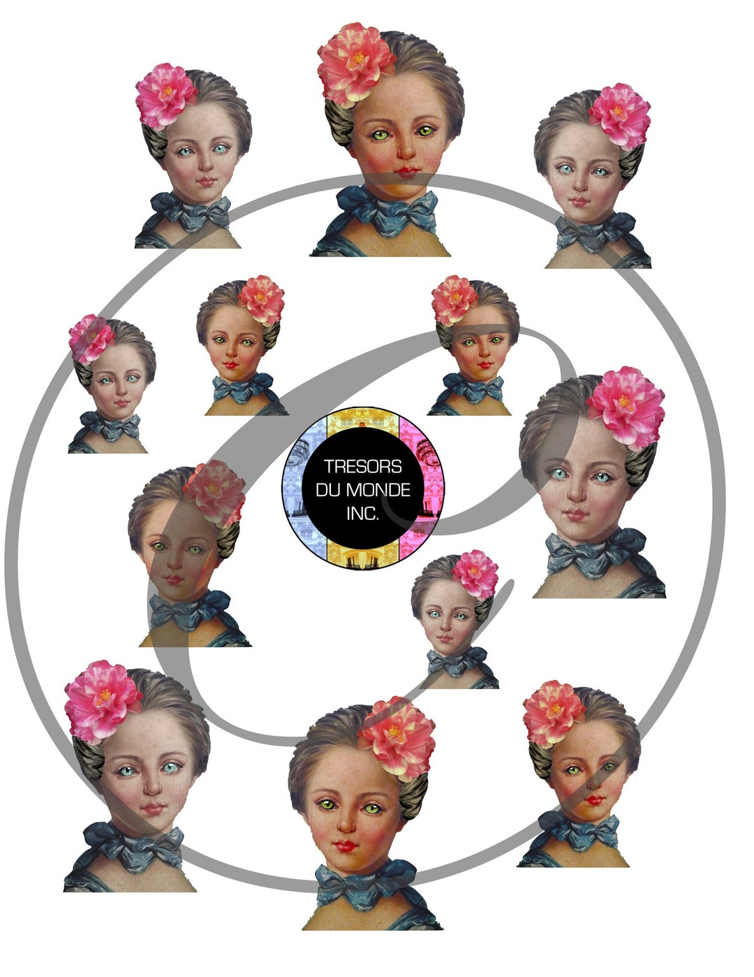 Digital Printable Damsel Busts Girls With Flowers in Hair - Etsy