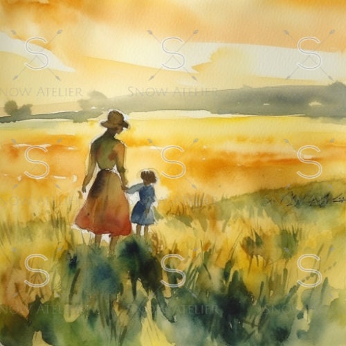 Watercolor Mother and Child Digital Art. Perfect Gift for MOTHER'S DAY ...