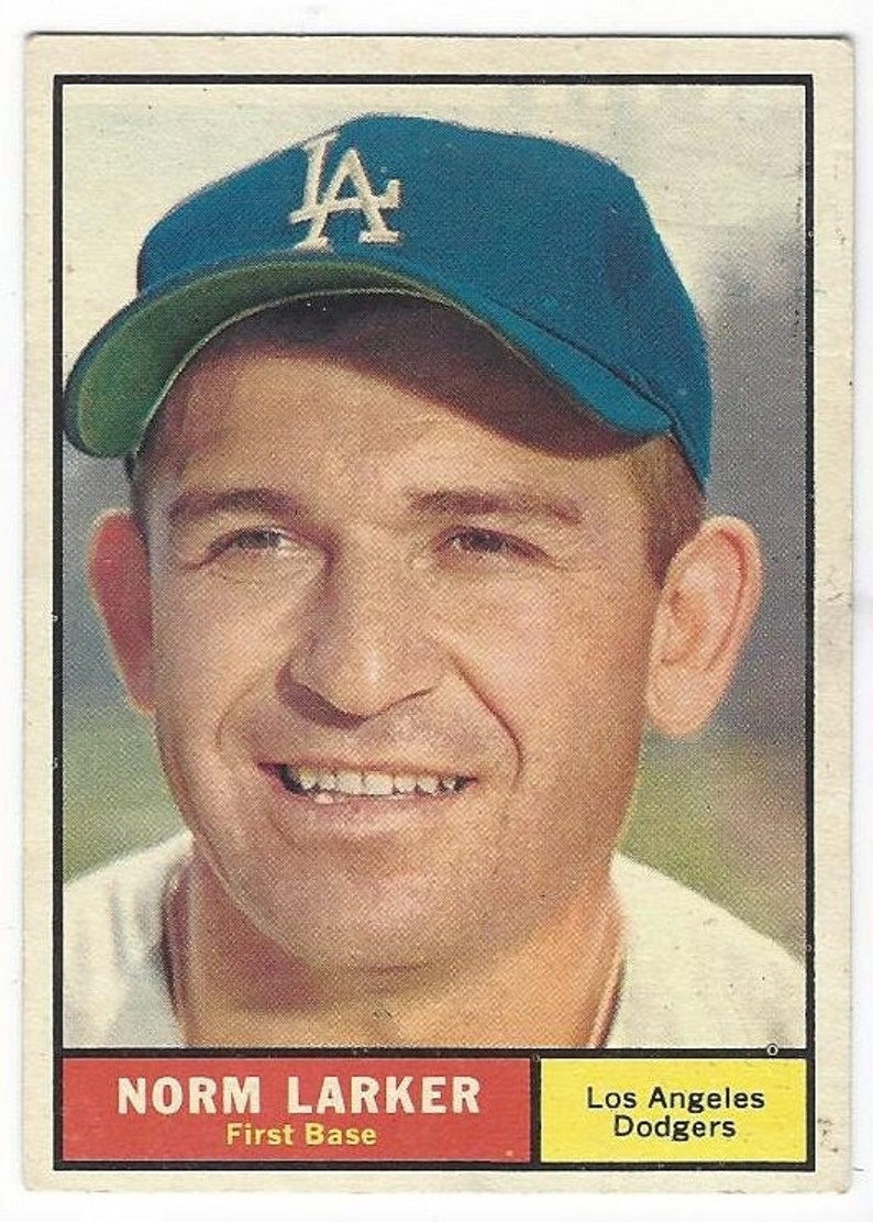 1961 NORM LARKER Los Angeles DODGERS Original Vintage Topps - Etsy