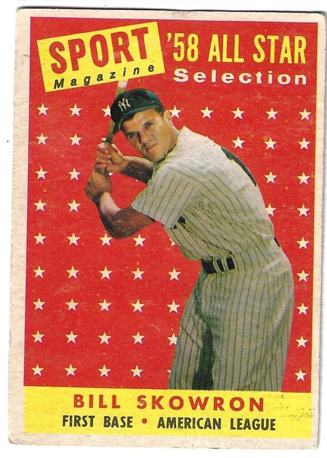 1958 BILL SKOWRON New York YANKEES Original Vintage Topps All Star ...