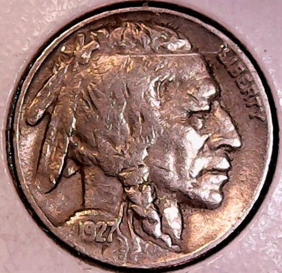 1927 Plain Buffalo Nickel No Mint Mark FULL HORN Number G10B in ...