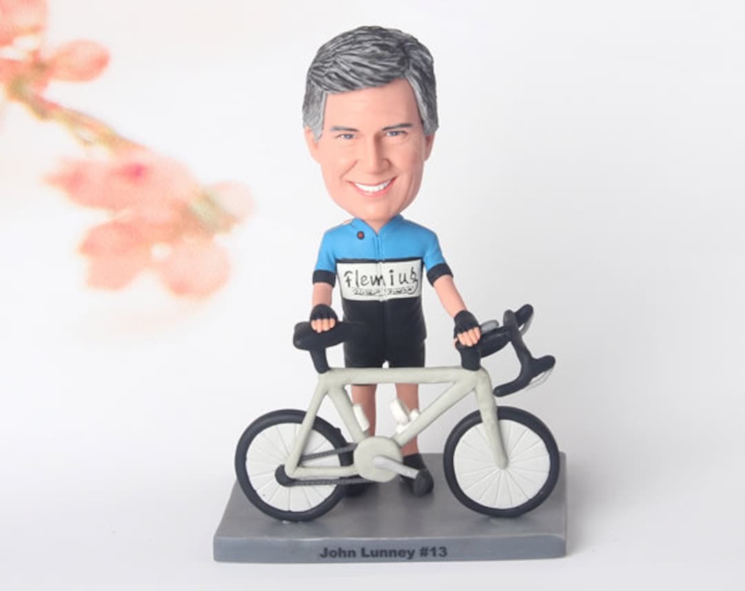 Custom Bobblehead Cyclist Enjoying the Ride, Custom Bobblehead Rider ...