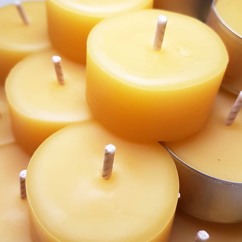 100% Beeswax Tea Light Candles - Natural Candles - Purifying ...