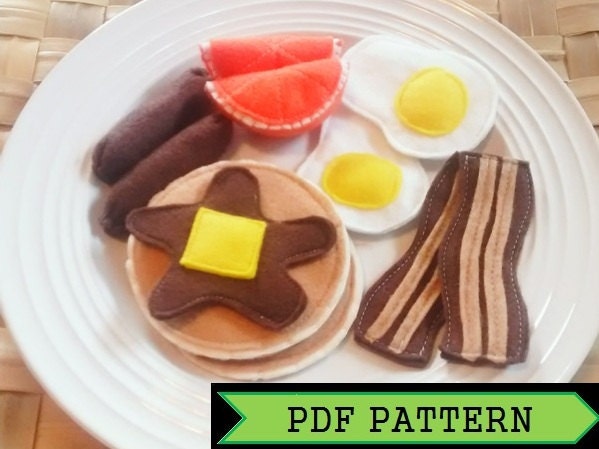 SET of 3 Felt Food PDF Patterns----breakfast, Lunch Sack Set, Ice Cream ...