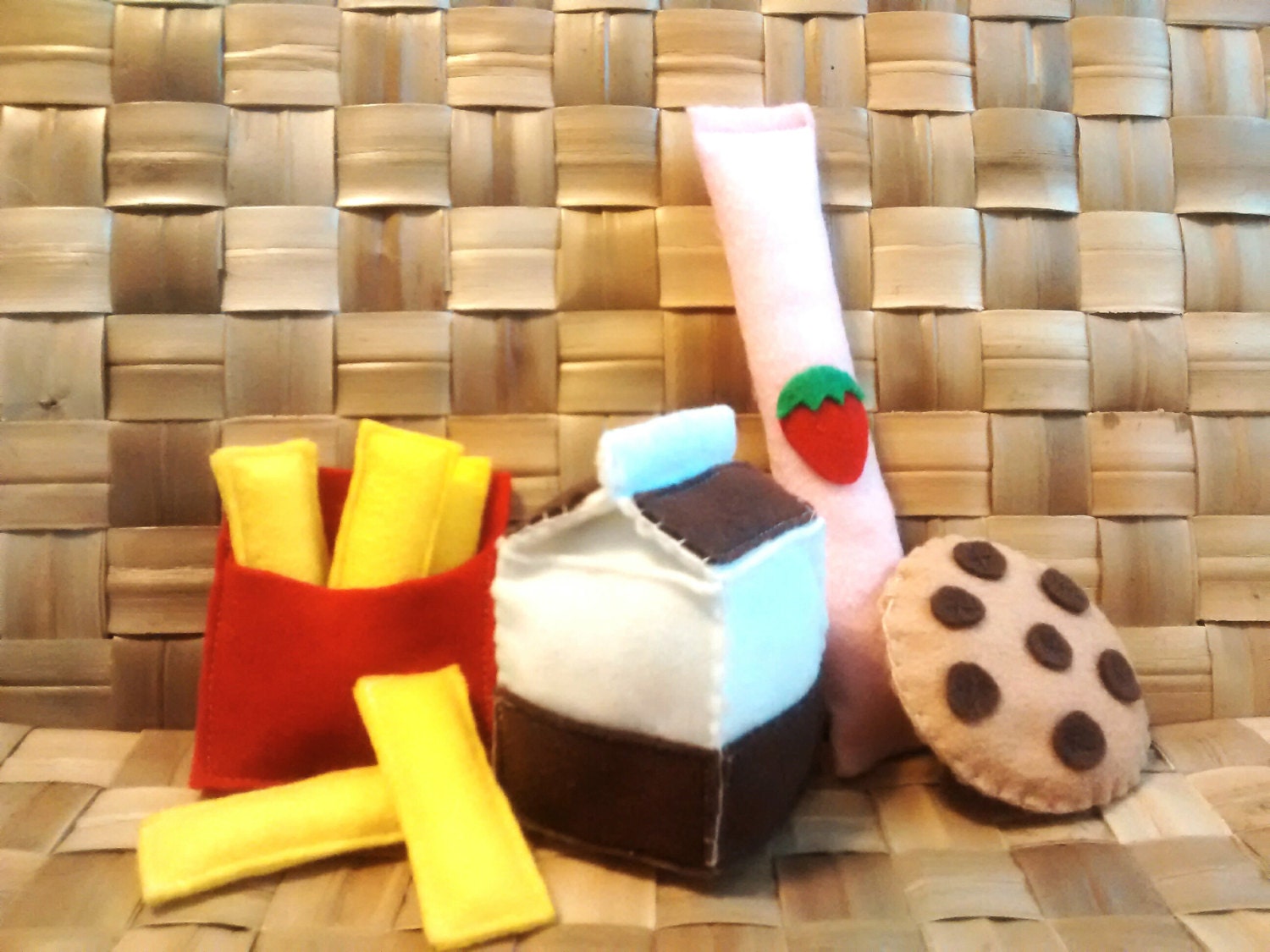 Felt Food Pattern--hamburger, French Fries, Chocolate Milk, Yogurt Tube ...