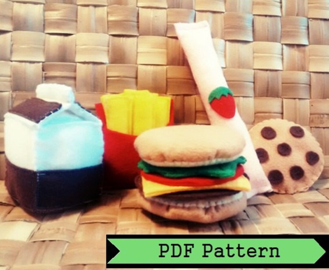 Felt Food Pattern--hamburger, French Fries, Chocolate Milk, Yogurt Tube ...