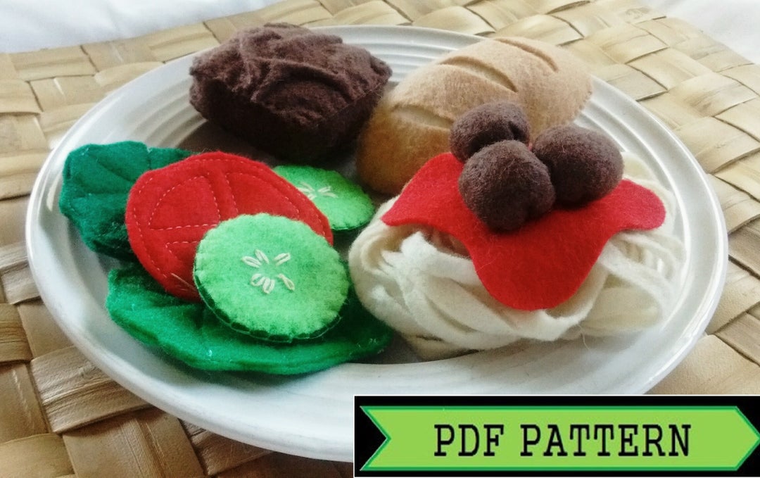 Felt Food Pattern--spaghetti Dinner Set--pdf Download--pasta, Meatballs ...