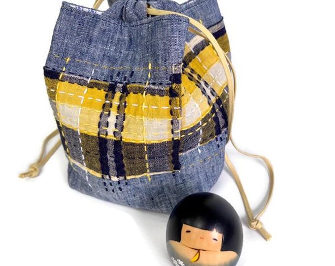 Japanese Drawstring Pouch - Komebukuro - Sashiko Quilt Embroidery ...