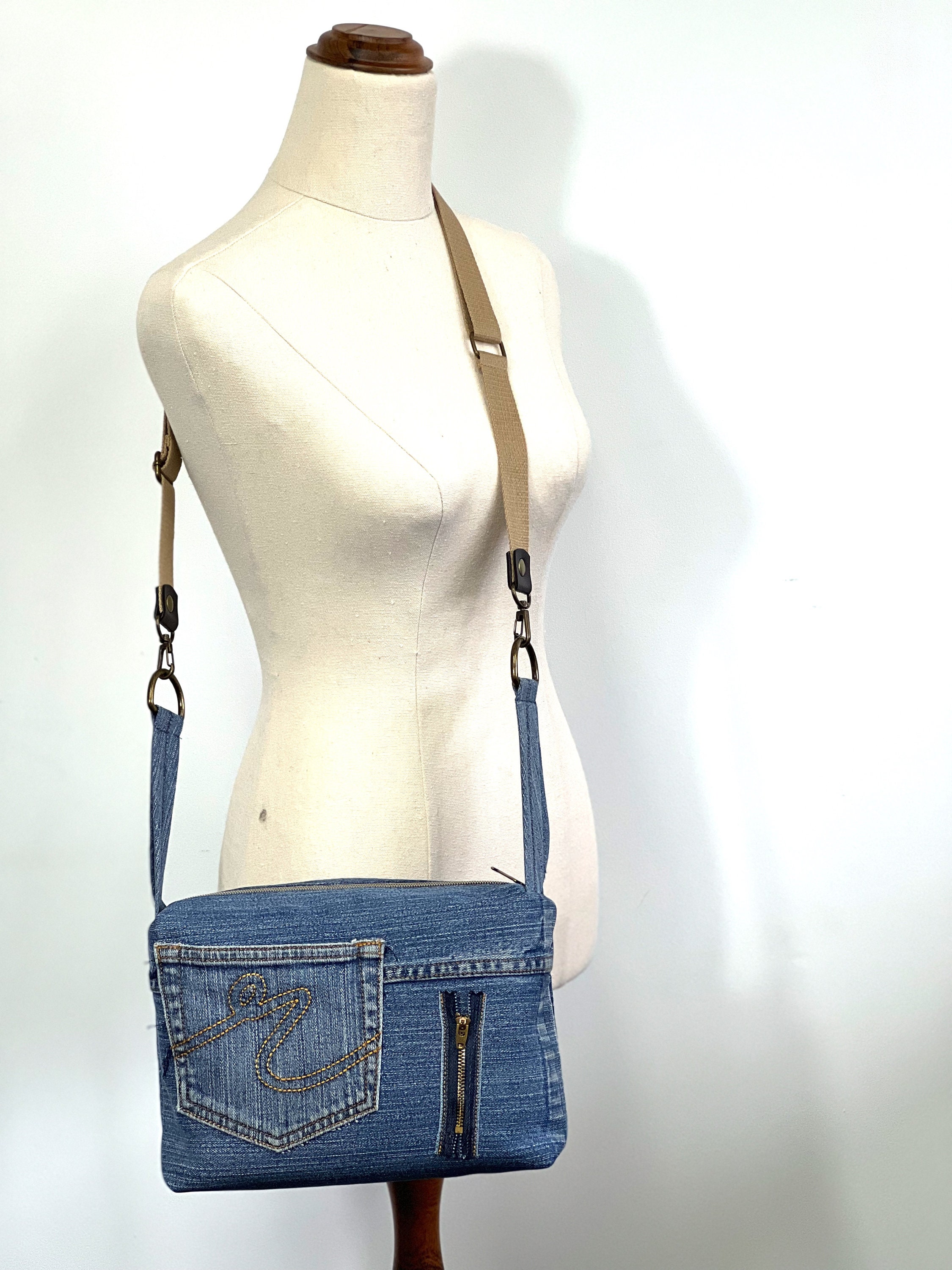 Cross Body Bag, Up-cycled Denim Pouch, Unisex Jeans Purse, Repurposed ...