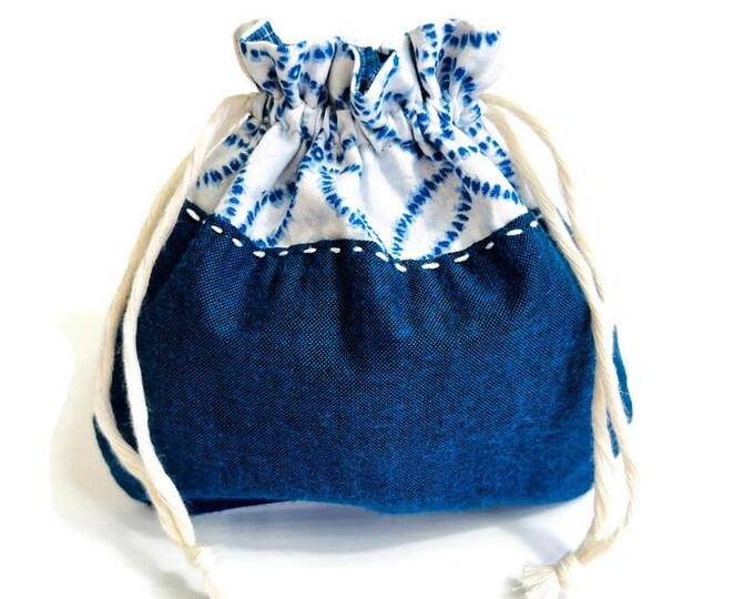 Japanese Drawstring Pouch - Komebukuro - Sashiko Quilt Embroidery ...