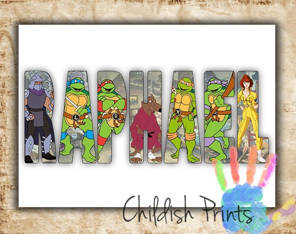 Personalised TMNT Character Name Art Gift Idea Printable - Teenage ...