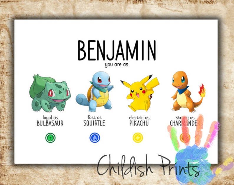 Custom POKEMON Name Print Personality Art Gift Idea | Etsy